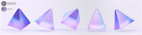 Premium Psd Hologram Pyramid Geometric Shape In Different Angle 3d Render Icon Set Abstract