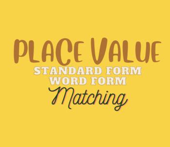 Standard Form To Word Form Matching By Jammin Jameson TPT