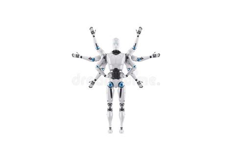 Modern Robot With Multiple Hands Multifunctional Robot Able To Do Several Things At The Same