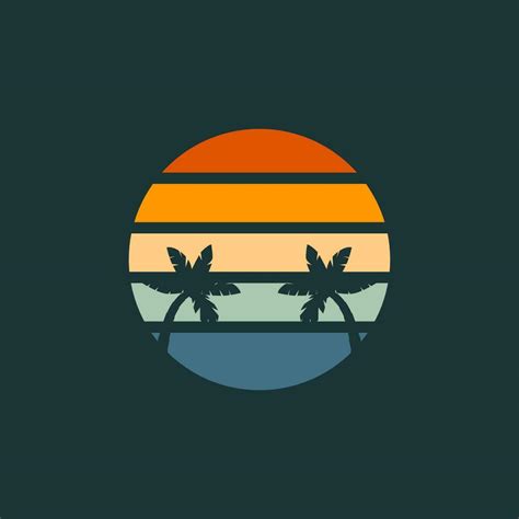 Retro Sunset Logo Element Vector Template Sunset Logo Element