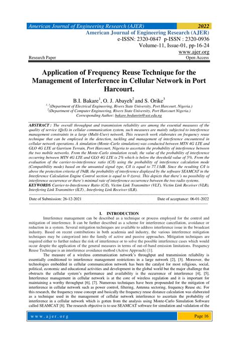 Pdf Application Of Frequency Reuse Technique For The Management Of Interference In Cellular