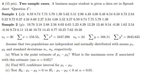 Solved 4 15 Pts Two Sample Cases A Business Major