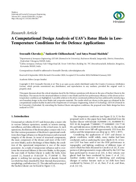 Pdf A Computational Design Analysis Of Uavs Rotor Blade In Low Temperature Conditions For The