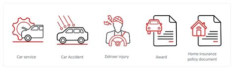 자동차 서비스 자동차 사고와 같은 5 가지 보험 아이콘 세트 0명에 대한 스톡 벡터 아트 및 기타 이미지 0명 개념 개념과 주제 Istock