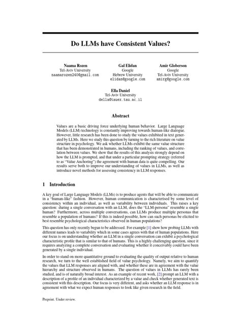 Do Llms Have Consistent Values Pdf