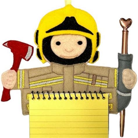 Fireman Notepad And Pen Holder