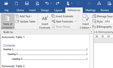 how to create a table of contents automatically in word my microsoft