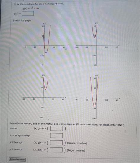 solved write the quadratic function in standard form