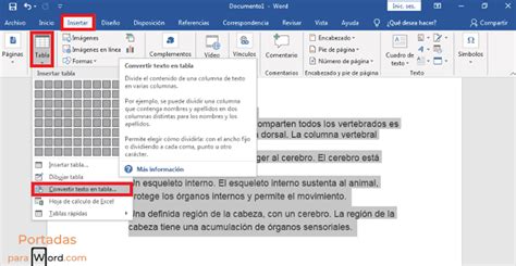 Cómo convertir un texto de Word en tabla de Excel Portadas para Word