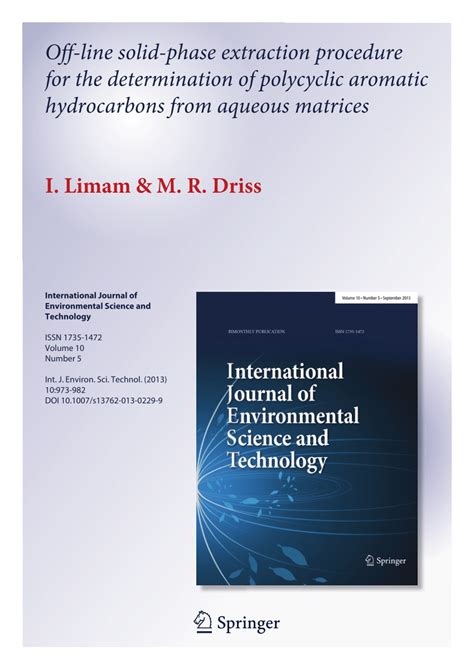 Pdf Off Line Solid Phase Extraction Procedure For The Determination Of Polycyclic Aromatic