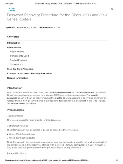 Password Recovery Procedure For The Cisco 3600 And 3800 Series Routers