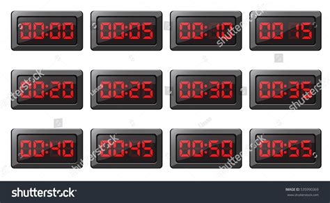 Timer Digital Clock Icons Isolated Vector Stock Vector Royalty Free