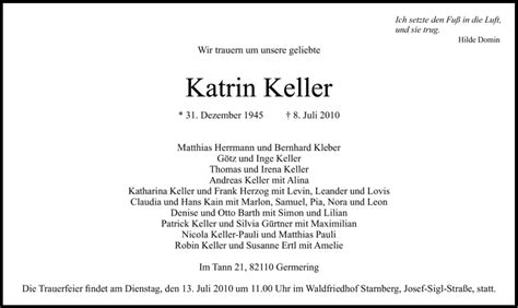Traueranzeigen Von Katrin Keller Sz Gedenken De
