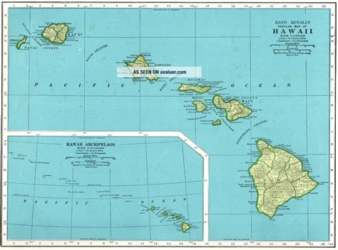 1942 Antique Hawaii Map Vintage 1940 S Map Of Hawaii Hawaiian Islands