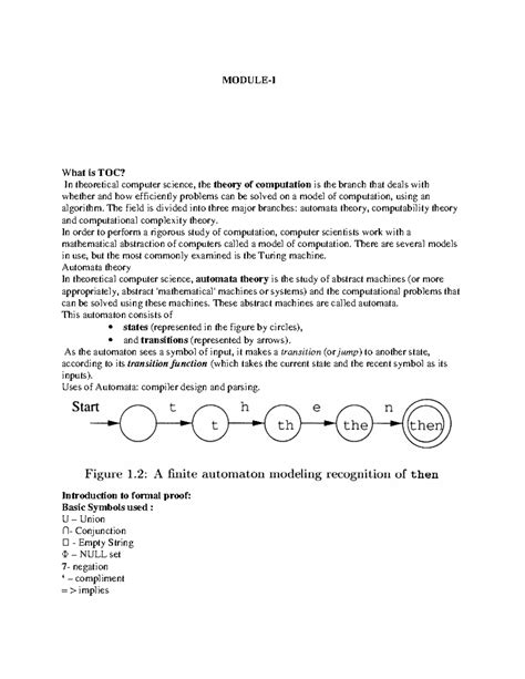 Toc Lecture Notes 5 120 Module I Hat Is Toc In Theoretical