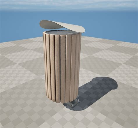 3d Trash Bin With Wood Cladding Model Turbosquid 2282507