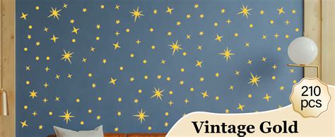 Vintage Gold Star Wall Stickers 5 Sheets 210 Pcs Decals