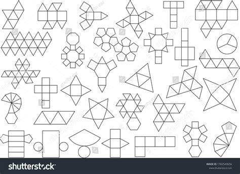 Set 3d Geometric Shapes Isometric Views Stock Vector Royalty Free