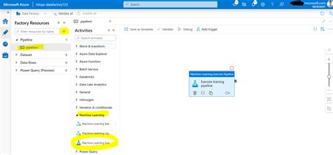 invoking azure machine learning pipelines from azure data factory using