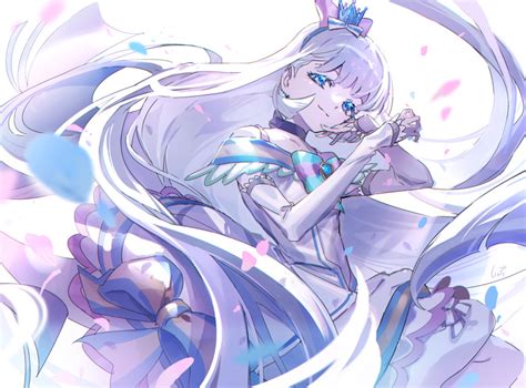 Safebooru 1girl 3 Absurdly Long Hair Black Choker Blue Crown Blue