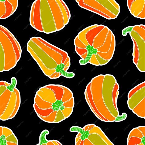 Premium Vector Pumkin Seamless Pattern Cute Vector Pumpkins