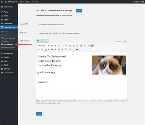 PDF Form Submissions WordPress Form Builder Caldera Forms