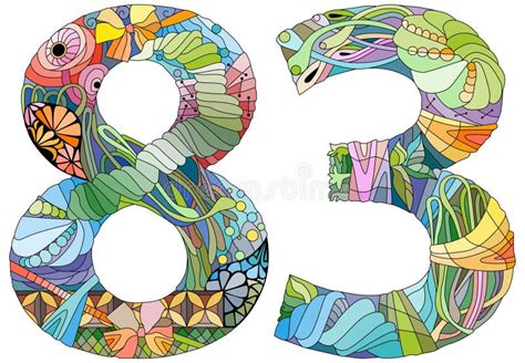 83 Number Vintage Font Engraving Design Vector Illustration Stock
