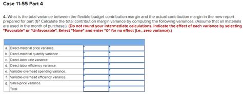 Solved Case 11 55 ﻿comprehensive Variance Analysis Used To