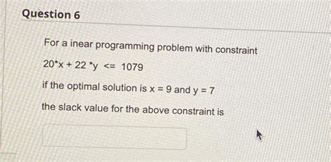 solved for a inear programming problem with constraint