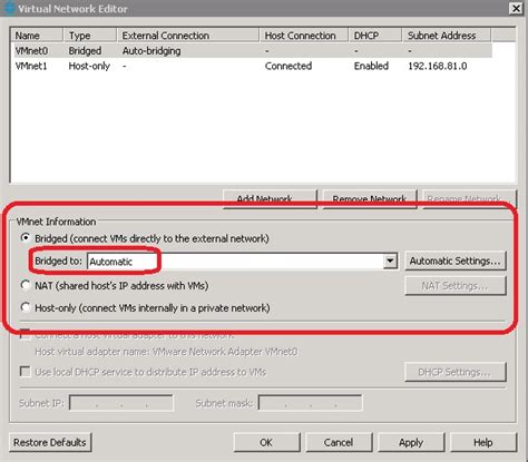 Knowledge Area Vmware Bridge Multiple Network Adapter