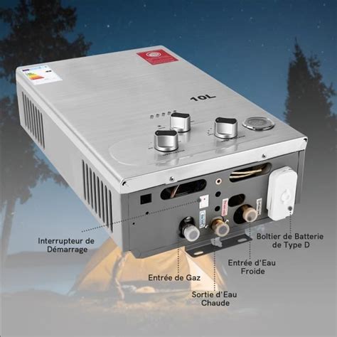 Breerainz Chauffe Eau à Gaz Instantané 10l 20kw Sans Réservoir