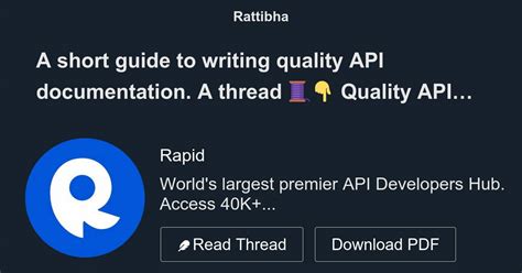 a short guide to writing quality api documentation a thread 🧵👇 thread from rapid rapid api