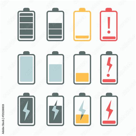 Battery Icon Set Visual Symbols Indicating Device Power Levels Offering Clear Insights Into