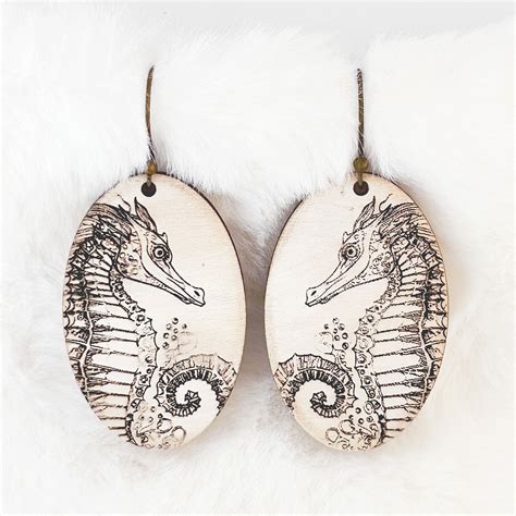 Summer Seahorse Beach Earrings Glowforge Shop