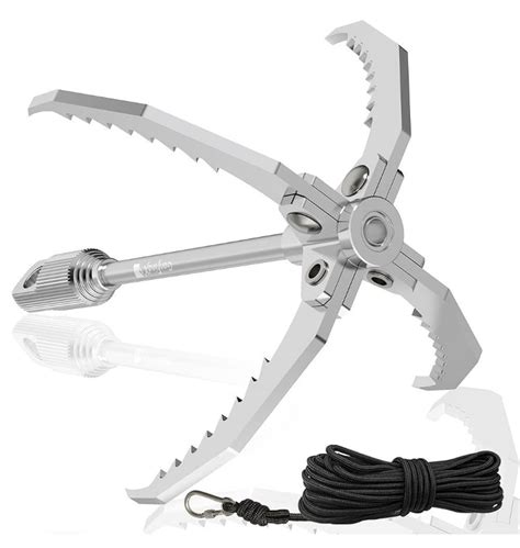 Ganfindx Pro 그래플링 후크 W 18m65피트 로프 튼튼함 접이식 4클로 서바이벌 클로 티몬