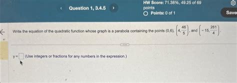 Solved Write The Equation Of The Quadratic Function Whose Chegg