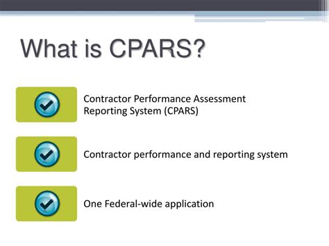 Ppt Cpars Contractor Performance Assessment Reporting System