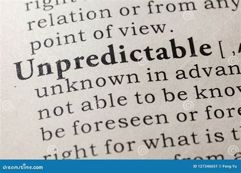 Definition Of Unpredictable Stock Image Image Of Text Word 127346651
