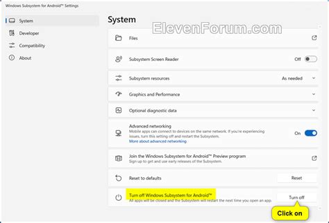 enable or disable advanced networking for wsa in windows 11 windows