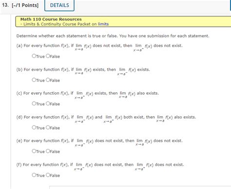 Solved Determine Whether Each Statement Is True Or False Chegg