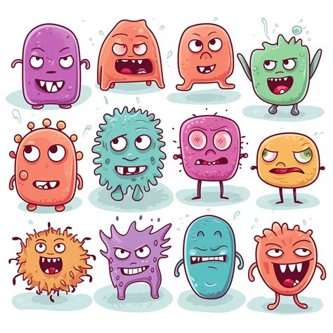 Bacteria With Facial Expressions Coloring Page Coloring Pages Mimi Panda