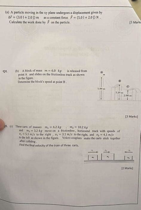 [solved] a a particle moving in the xy plane undergoes a