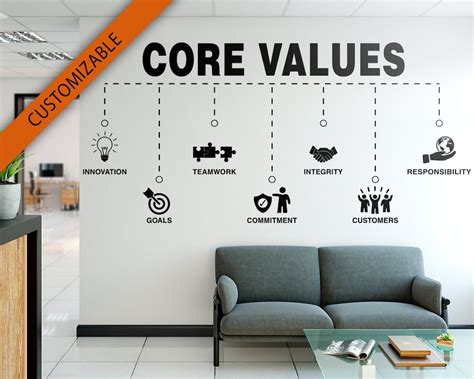 Core Values Office Our Values Motivational Inspiring Office Wall Art Wall Decal Wall