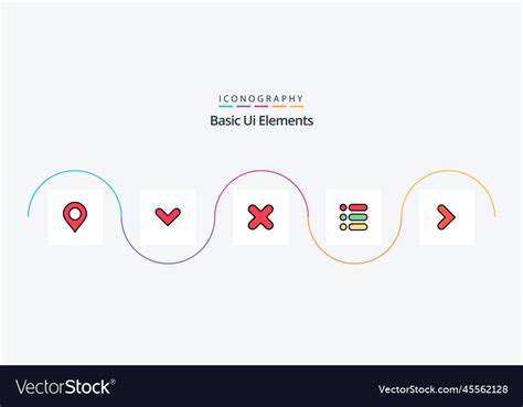 Basic Ui Elements Line Filled Flat 5 Icon Pack Vector Image