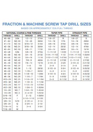 32 Free Tap And Drill Chart Samples To Download