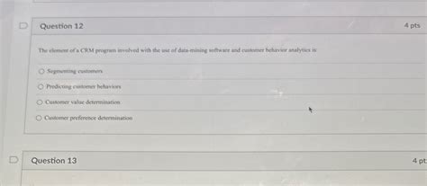 Solved Question 124 ﻿ptsthe Element Of A Crm Program