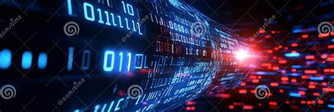 Digital Data Stream Binary Code Flowing Through A Cyberspace Tunnel A Futuristic Digital Tunnel