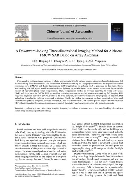 pdf a downward looking three dimensional imaging method for airborne