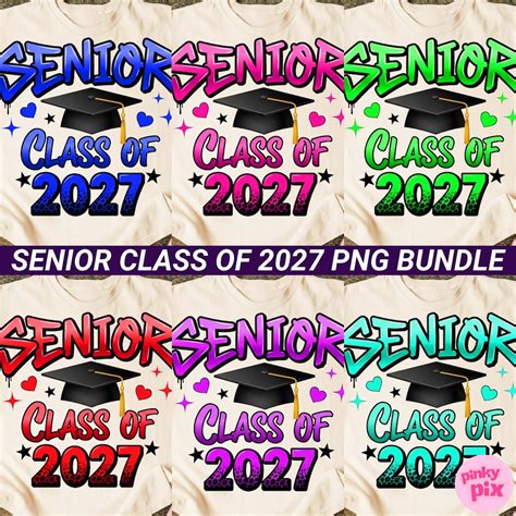 Senior Class Of 2027 Png Bundle Colorful Graduation Leopard High