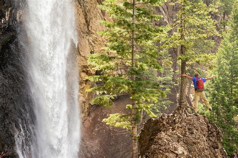 A Man Hiking Below Treasure Falls San License Image 71075936